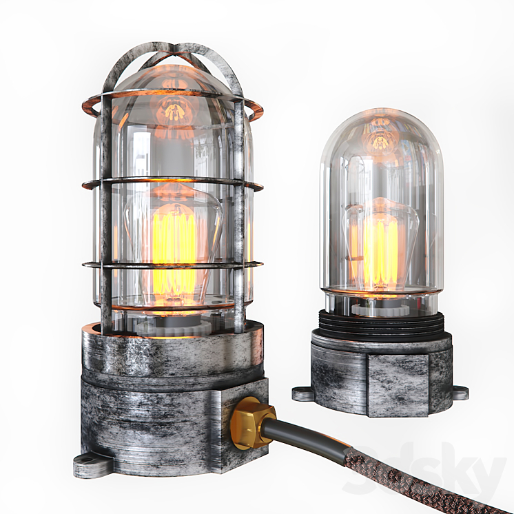 Steampunk cage glass edison table lamp - Table lamp - 3D model