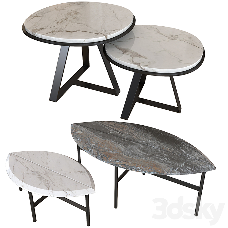 Set coffee table 003. BOOK ONE & TWO. Meridiani JUDD - Table - 3D model
