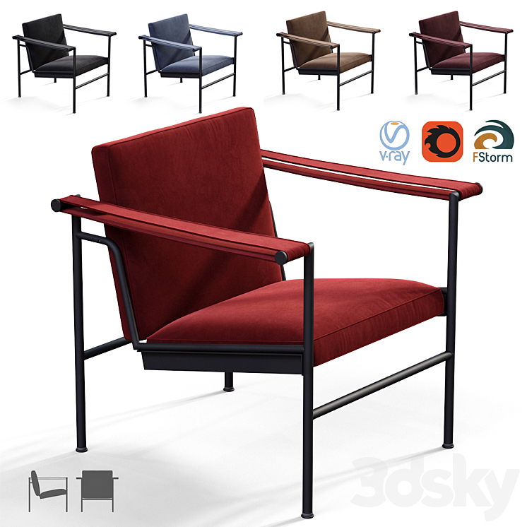 LC1 Villa Church - Arm chair - 3D model
