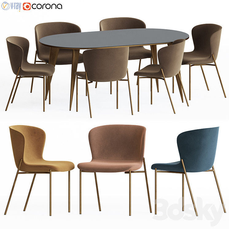 Dining Set 54 - Table + Chair - 3D model