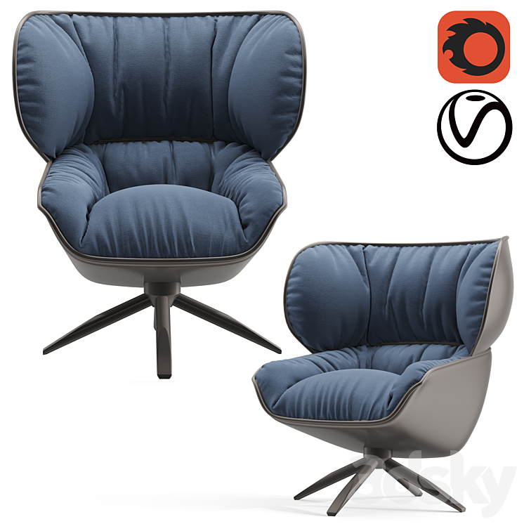 Tabano B&B Italia - Arm chair - 3D model