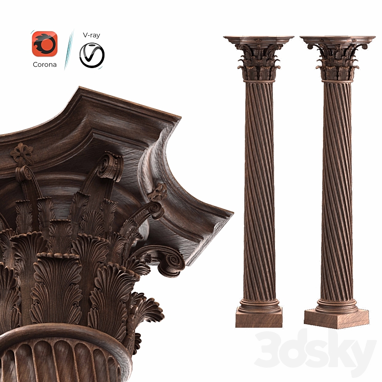Roman column - Decorative plaster - 3D model