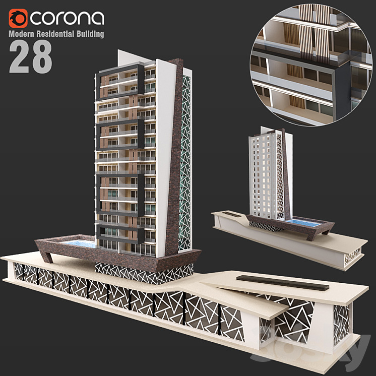 Modern Residential Building 28 - Building - 3D model