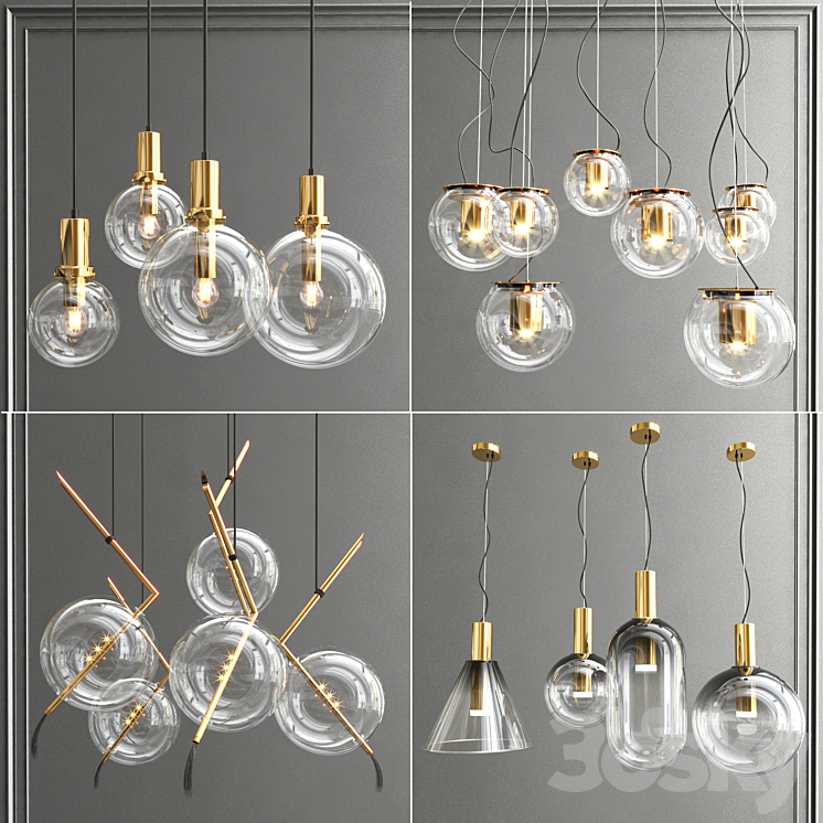 Collection glass bole pendants - Pendant light - 3D model