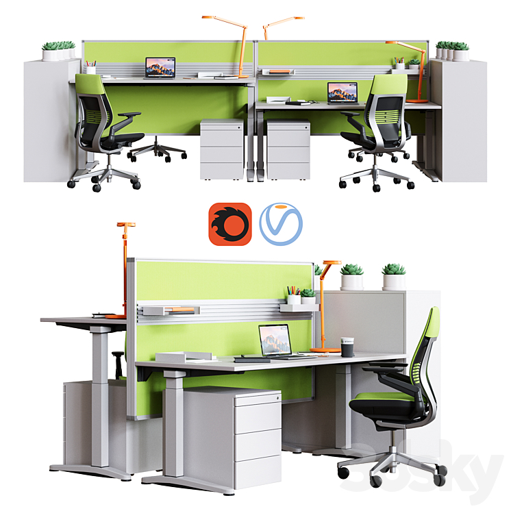 Steelcase - Office Table Ology Work Space - Office furniture - 3D model