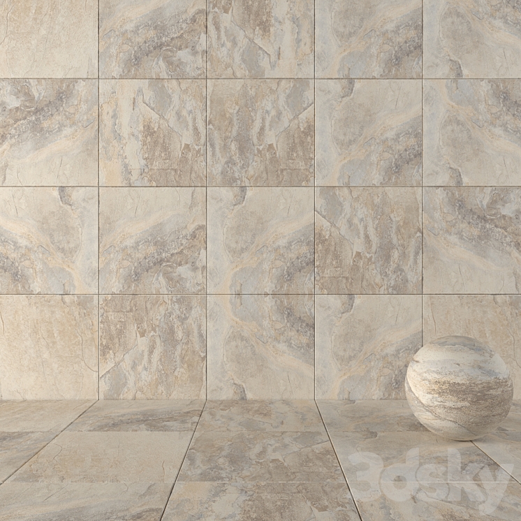 Stone Wall Tiles Key Stone Cream - Tile - 3D model