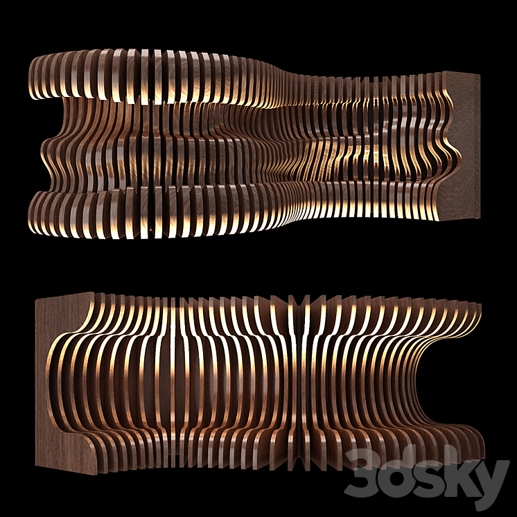 Wooden Curved Walls - Other decorative objects - 3D model
