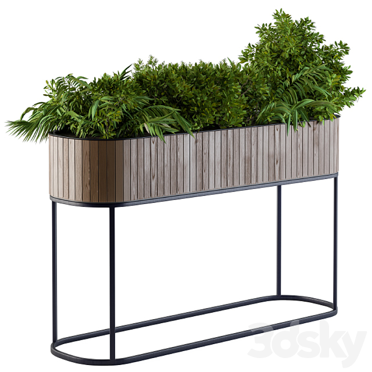 Indoor Plant box - Square Wood - Outdoor - 3D model