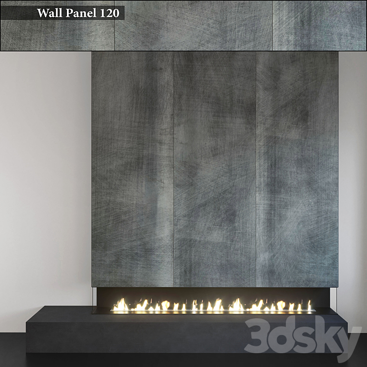 Wall Panel 120. Fireplace - Fireplace - 3D model
