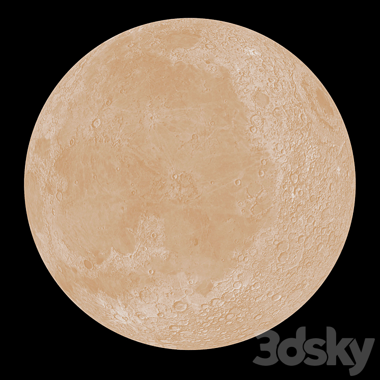 Moon with 3 materials Low poly - Miscellaneous - 3D model