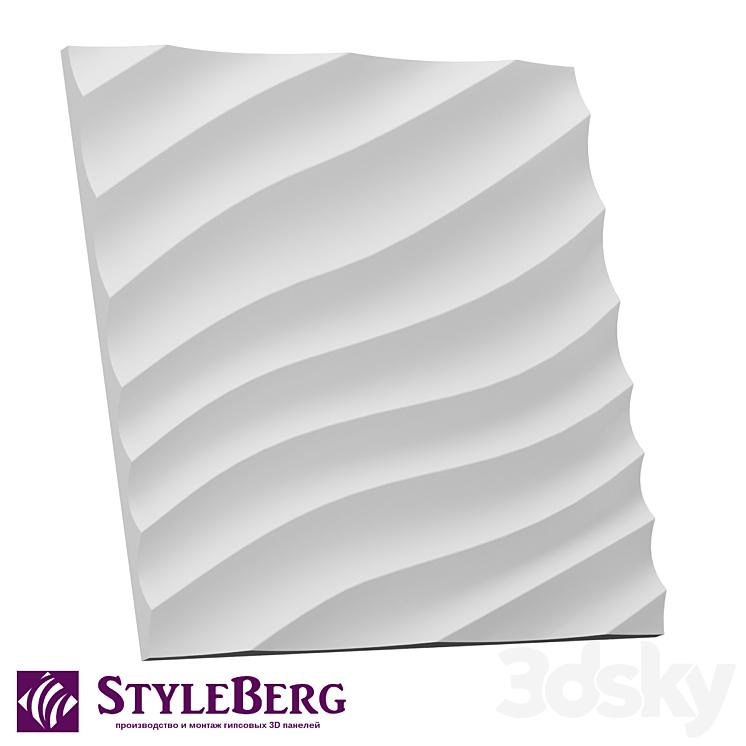 Gypsum 3D panel StyleBerg, Gulf Stream - 3D panel - 3D model
