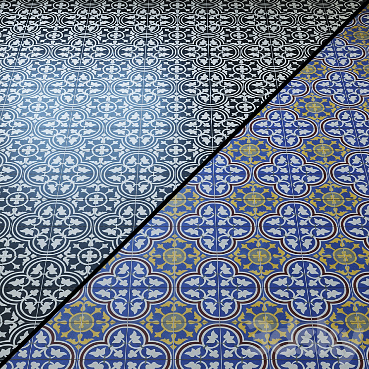 Roseton BW tile - Tile - 3D model