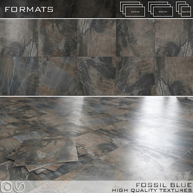 ABK FOSSIL BLUE - Tile - 3D model