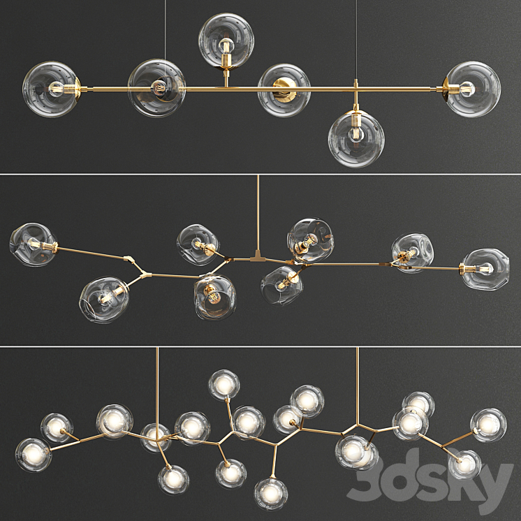 Collection branching chandeliers - Pendant light - 3D model