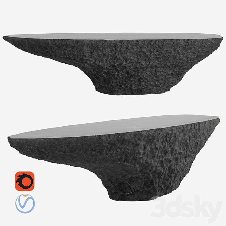 Raw Stone Rock Table - Console - 3D model