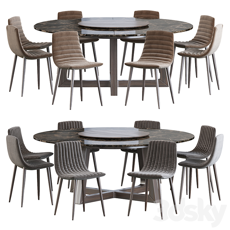 Modern dining chais and Concorde table - Table + Chair - 3D model