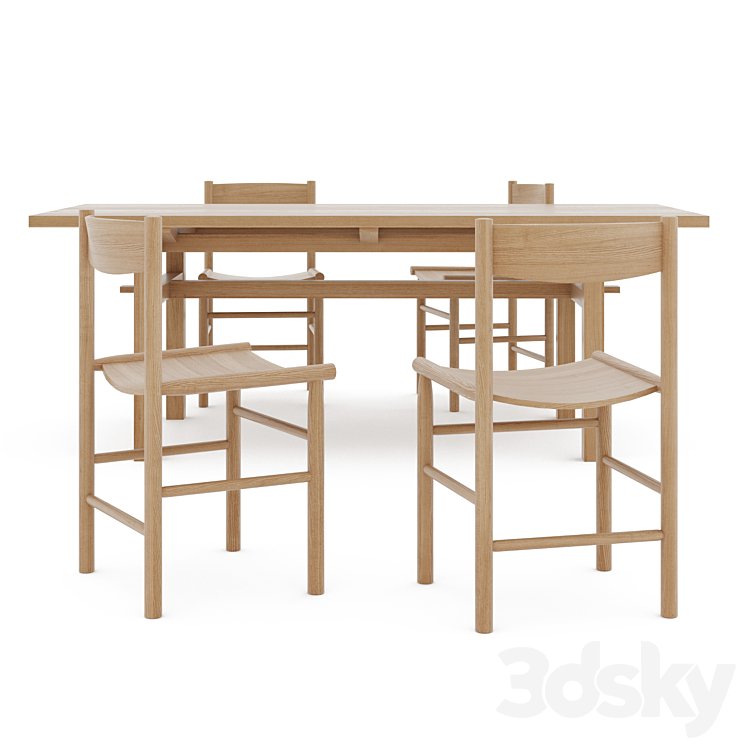 nikari arkipelago table & nikari academia chair - Table + Chair - 3D model