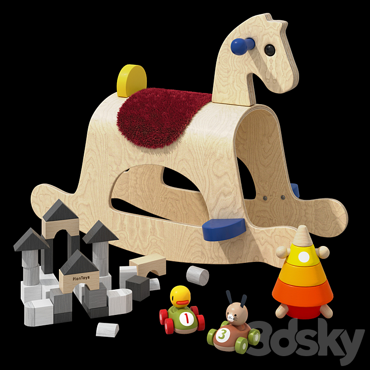 Set of Wooden Toys Plan Toys - Toy - 3D model