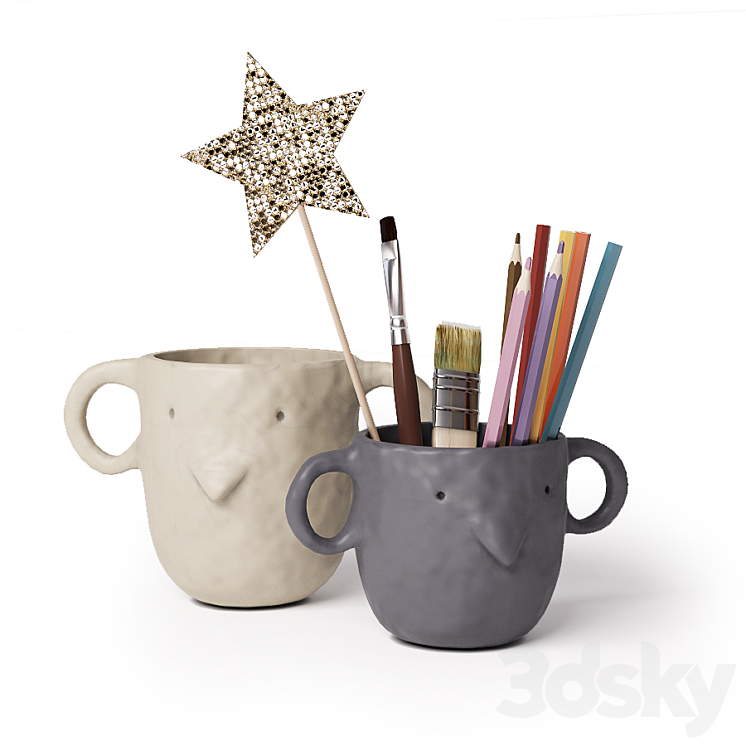 Ferm Living - Mus Plant Pot - Decorative set - 3D model