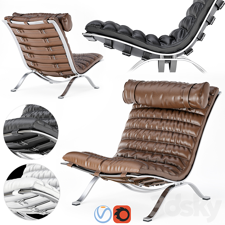 Ari lounge chair - arne norell - Arm chair - 3D model