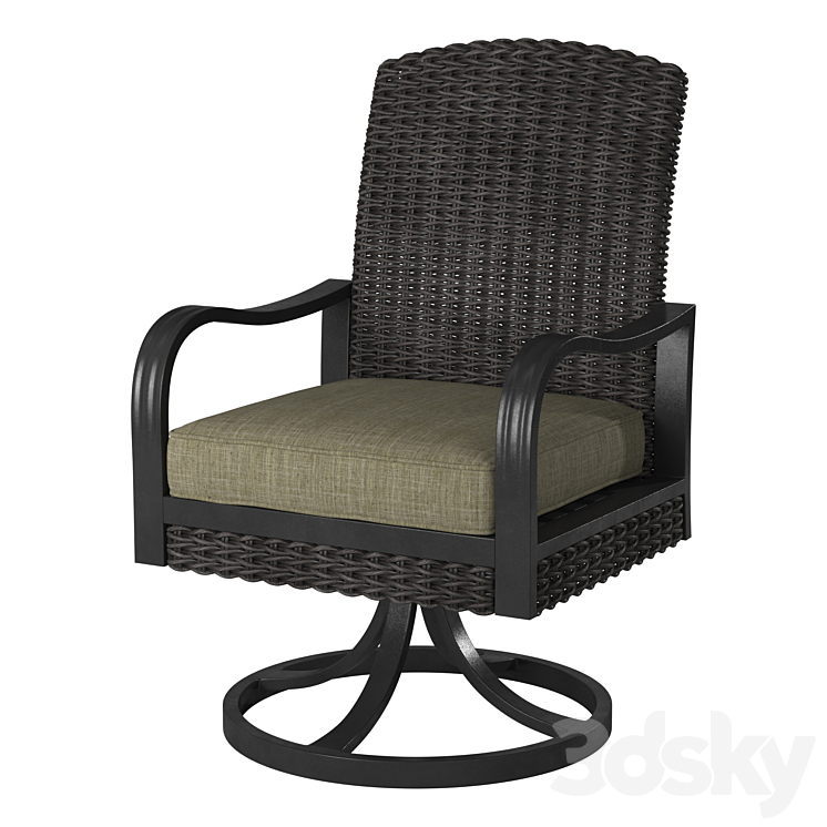 Rotary Metal Leg Swing Rattan Arm Chair - Arm chair - 3D model