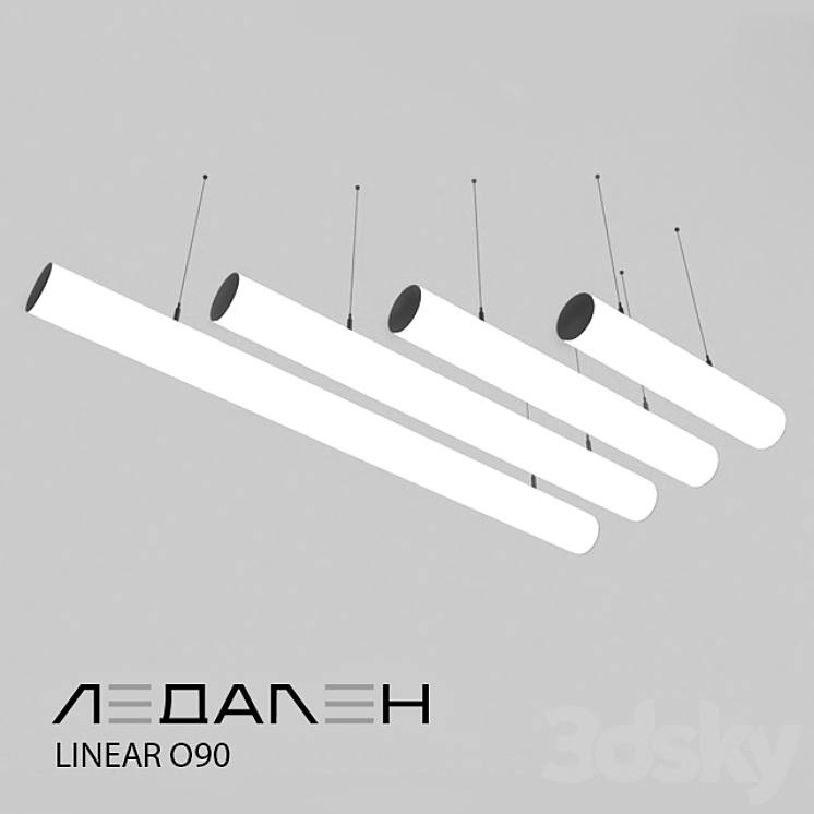 Linear cylindrical light LINEAR O100 / LEDALEN - Pendant light - 3D model