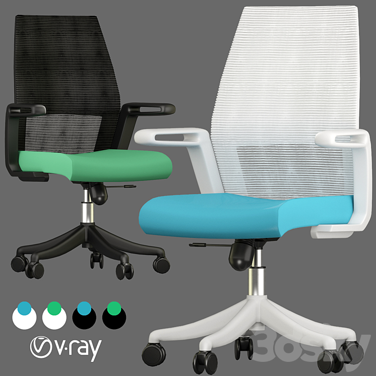 Office chair set 09 - Office furniture - 3D model