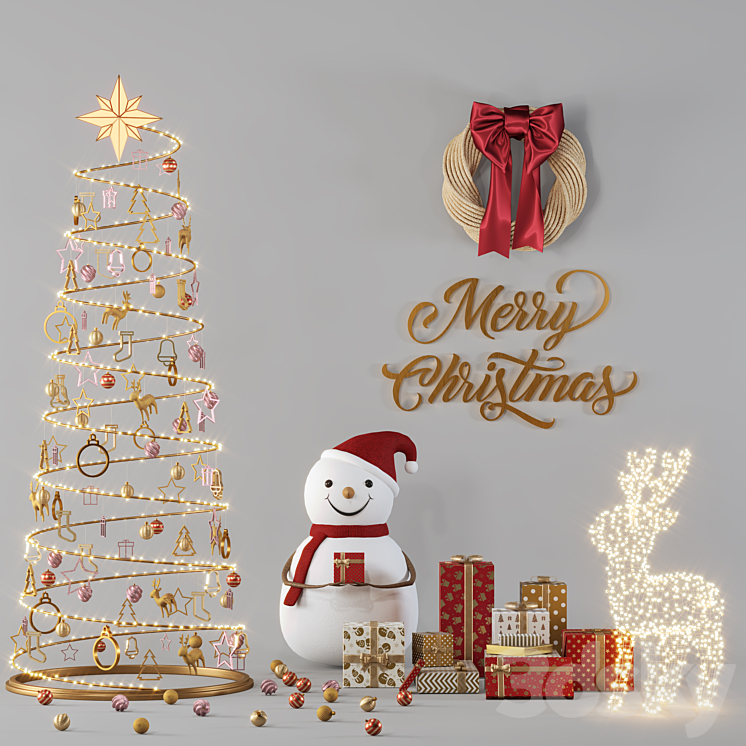 Christmas decorative set 01 - Other decorative objects - 3D model