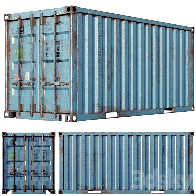 Low poly shipping container (3 colors) - Miscellaneous - 3D model