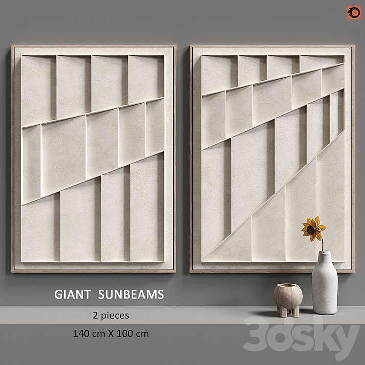 Relief GIANT SUNBEAMS - Decorative set - 3D model