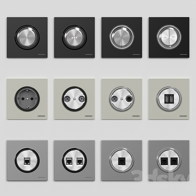 ABB Niessen SKY Moon switches and sockets - Miscellaneous - 3D model
