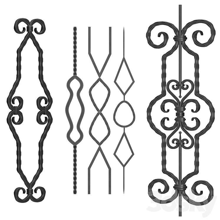 Wrought iron panel No.10 - Staircase - 3D model