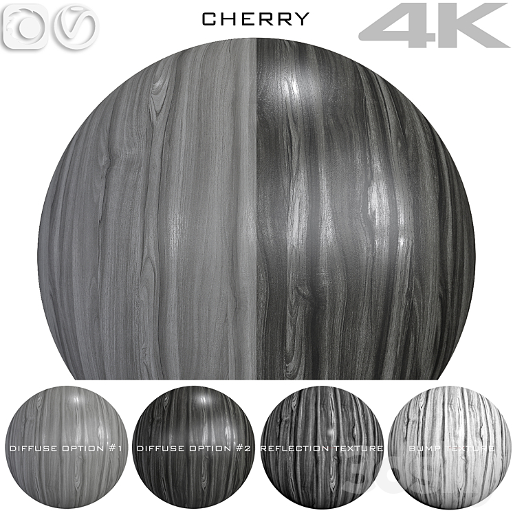 Seamless texture - Cherry - Wood - 3D model