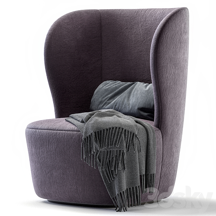 Stay Lounge High Back Gubi Chair - Arm chair - 3D model