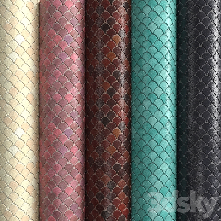 Materials 6- Fish scale tiles PBR - Tile - 3D model