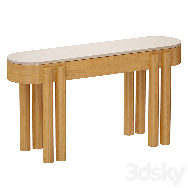 Oasis Oval Wood Console Table (Crate and Barrel) - Console - 3D model