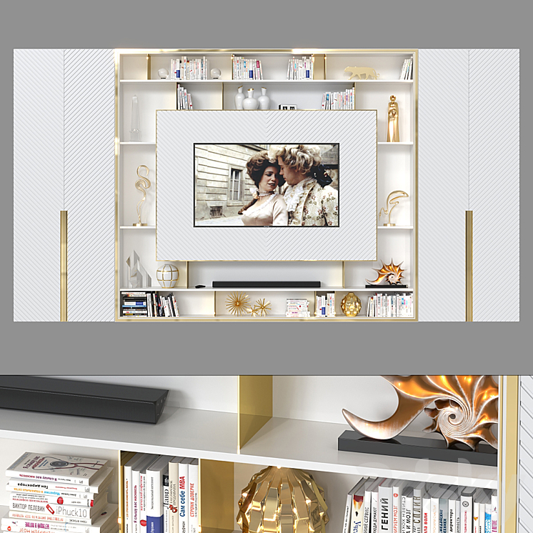 TV wall 042. (3 sizes) - TV Wall - 3D model