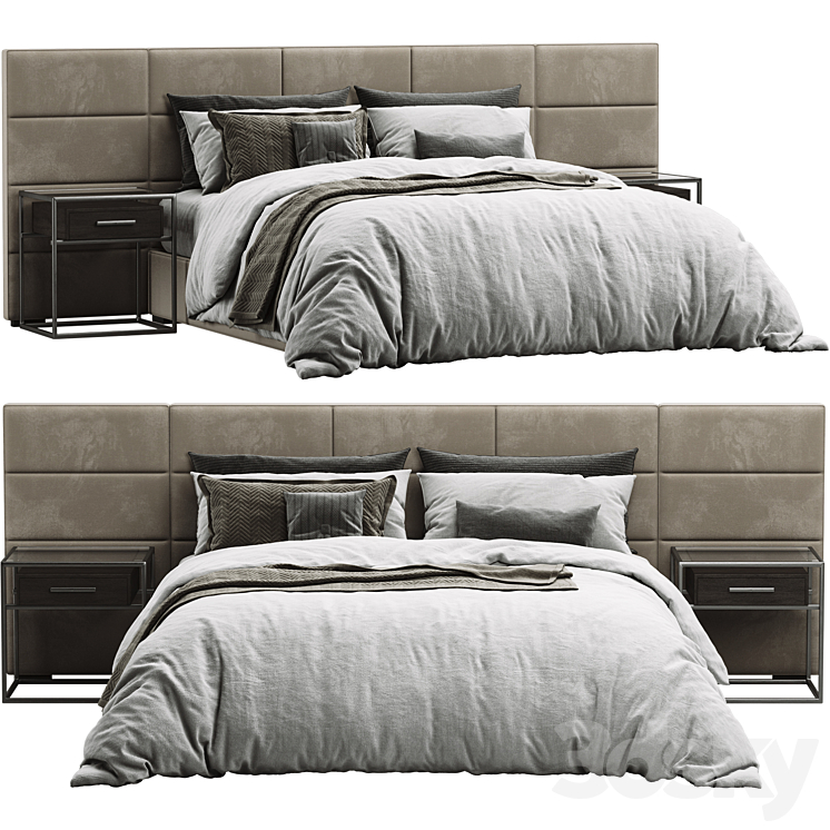 Modena Extended Panel Rectangular Channel Fabric Platform Bed - Bed ...