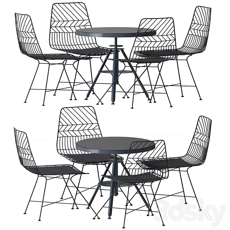 Austin Powers screw table - Table + Chair - 3D model