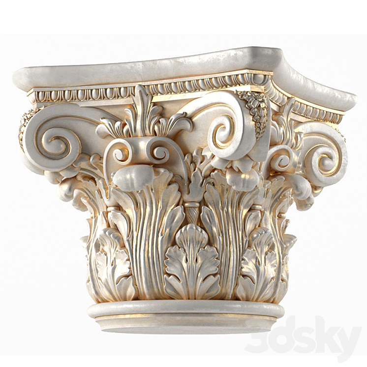 Small capital. Column capital. Decorative painting - Decorative plaster ...