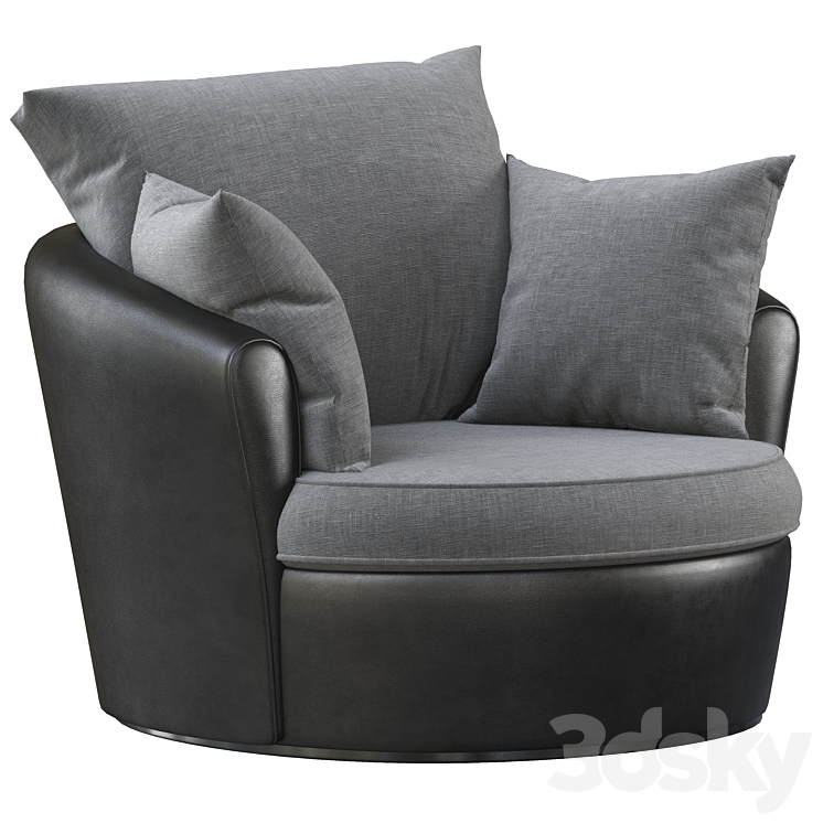 Marrakesh Fabric Faux Snakeskin Swivel Chair - Arm chair - 3D model