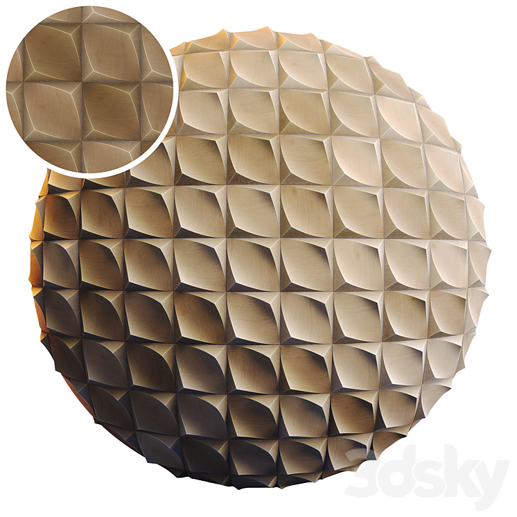 Wooden 3D Panel 01 O | PBR | 4K - Wood - 3D model