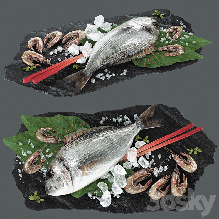 set of seafood - Food and drinks - 3D model