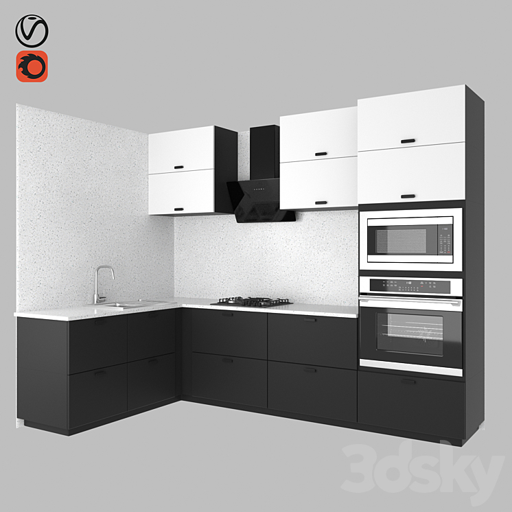 Modern kitchen KUNGSBACKA CHECKER - Kitchen - 3D model