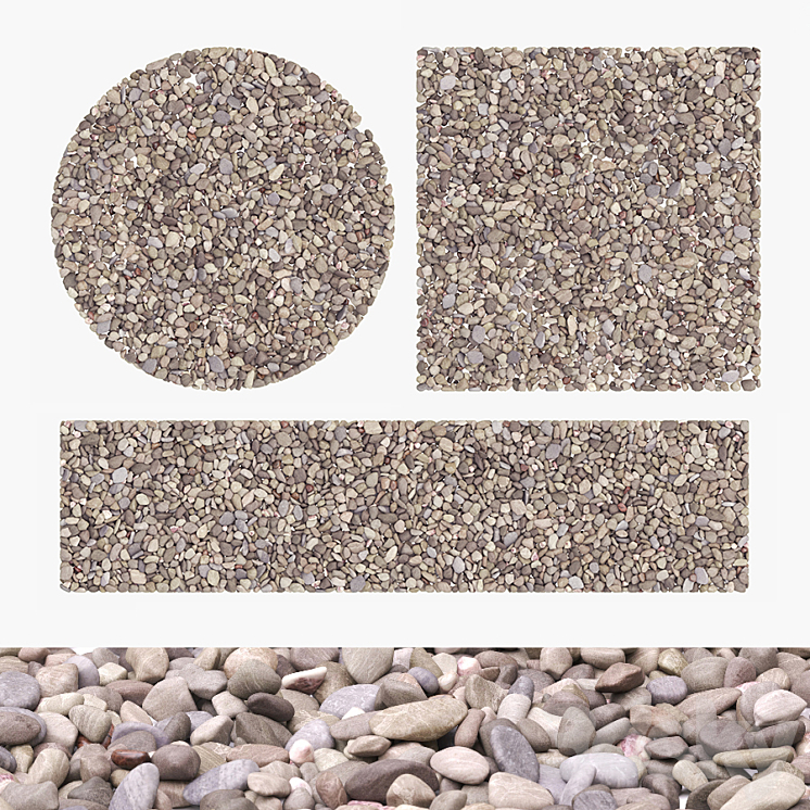 River pebble mix 01 - Environment elements - 3D model