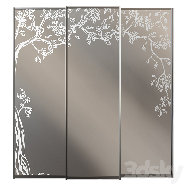 Sliding doors with sandblasting pattern No. 1 - Doors - 3D model