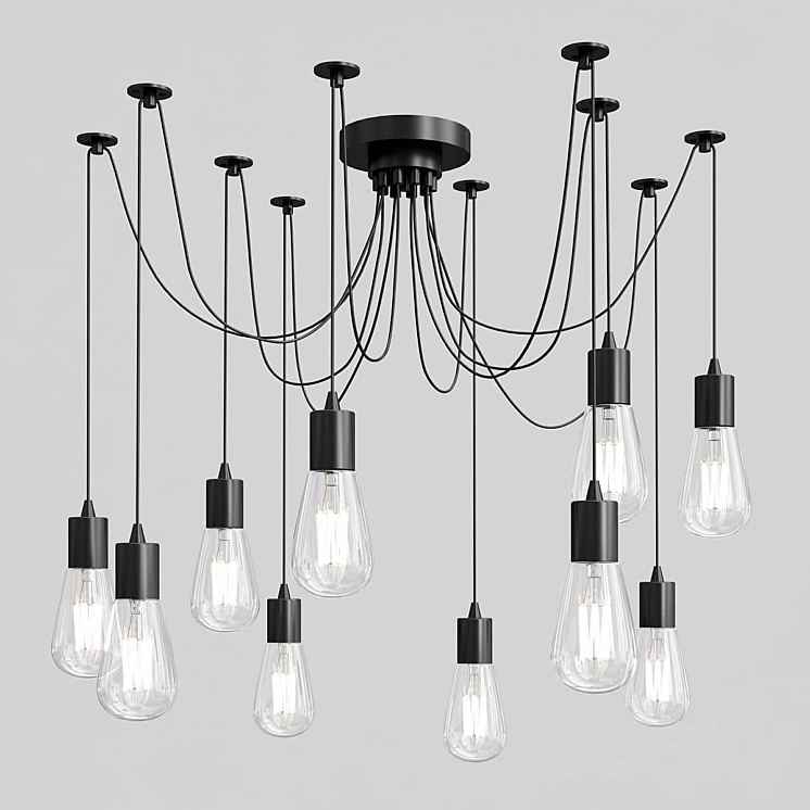 10 Light Cable Chandelier - Ceiling lamp - 3D model
