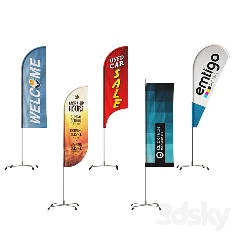 Banner Flags - Miscellaneous - 3D model