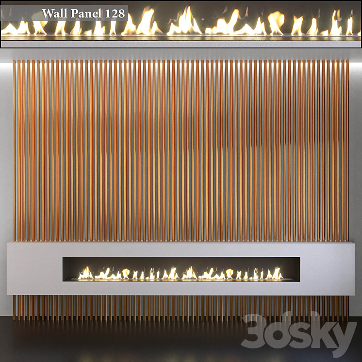Wall Panel 128. Fireplace - Fireplace - 3D model
