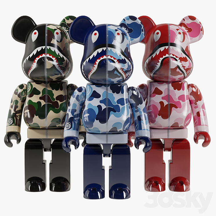 Bearbrick / Bape ABC Camo Shark - Toy - 3D model